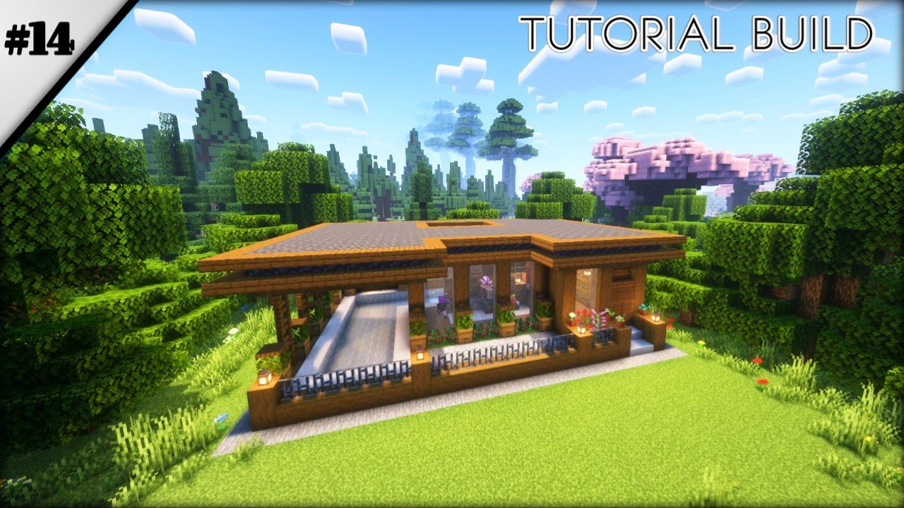 Minecraft Modern Wood House - YouTube