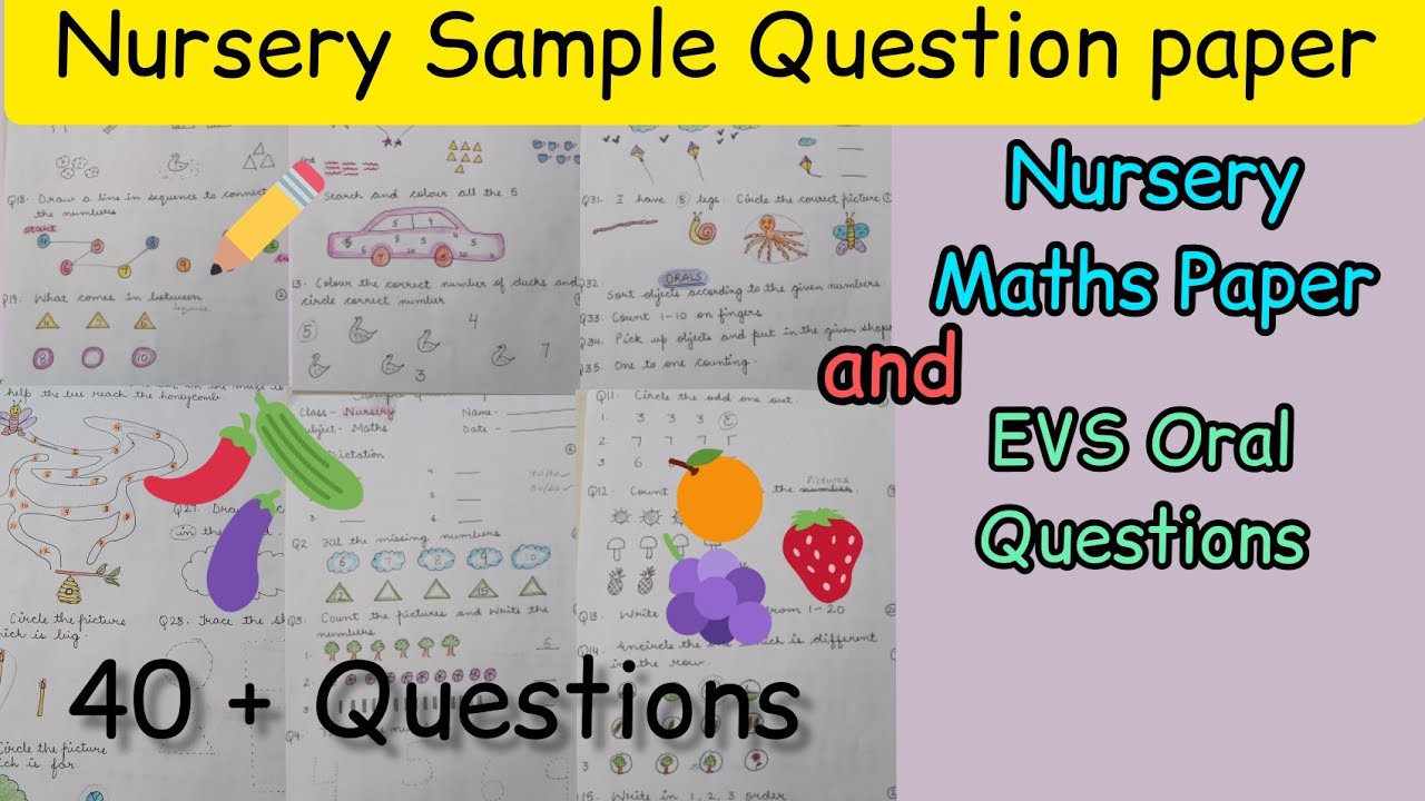 Maths Sample Question Paper || for Nursery + EVS oral Questions || घर ...