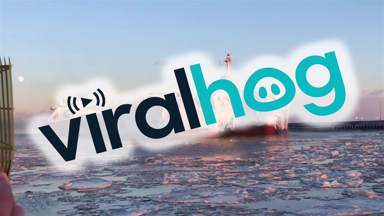 Ice Covered Presque Isle Heading into Harbor || ViralHog - YouTube