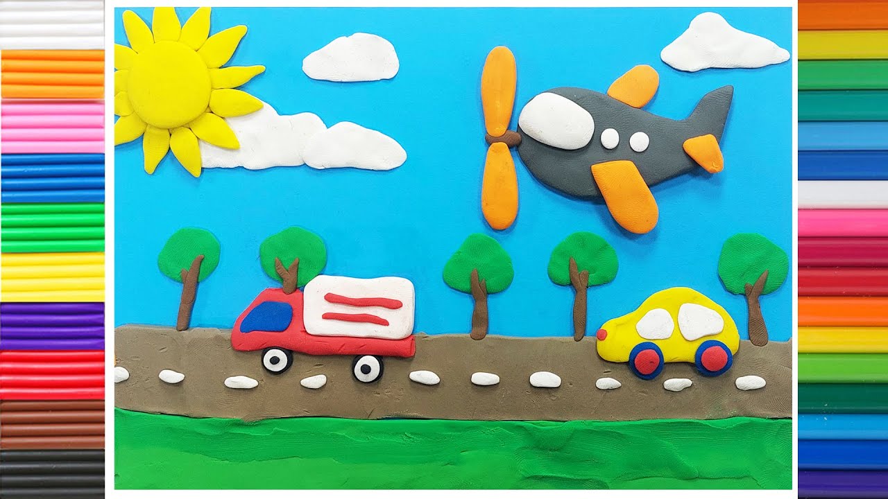 Making Airplane Painting With Clay - YouTube