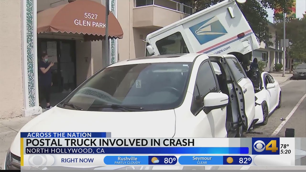Postal truck involved in crash - YouTube