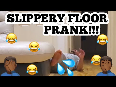 SLIPPERY FLOOR PRANK (TOO FUNNY)2021 - YouTube