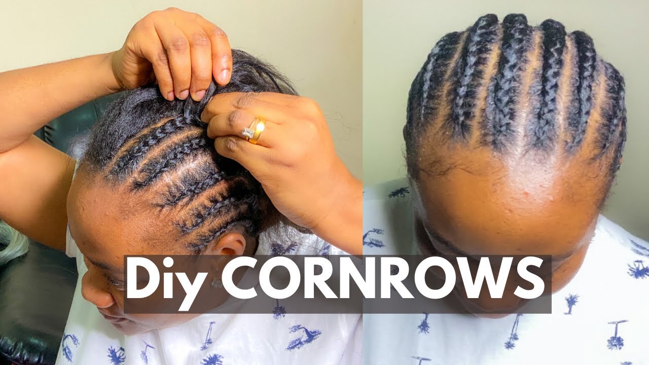 HOW TO DO all back cornrows with extensions ON YOURSELF - YouTube