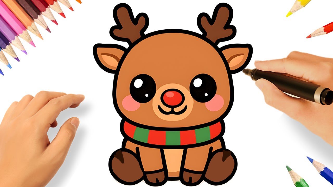 HOW TO DRAW A CUTE REINDEER EASY 🦌🎅 - YouTube
