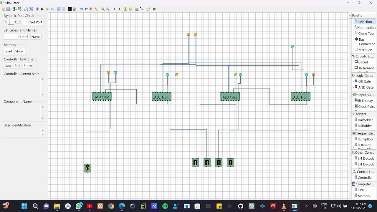 LDCO 8th practical | Design a 4-bit ALU using 1-bit ALU on Simulator ...