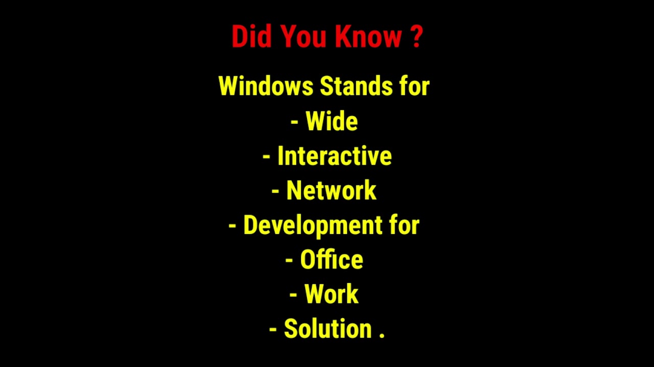 Windows full form... did you know? EP:02 #didyouknow #shorts #facts # ...