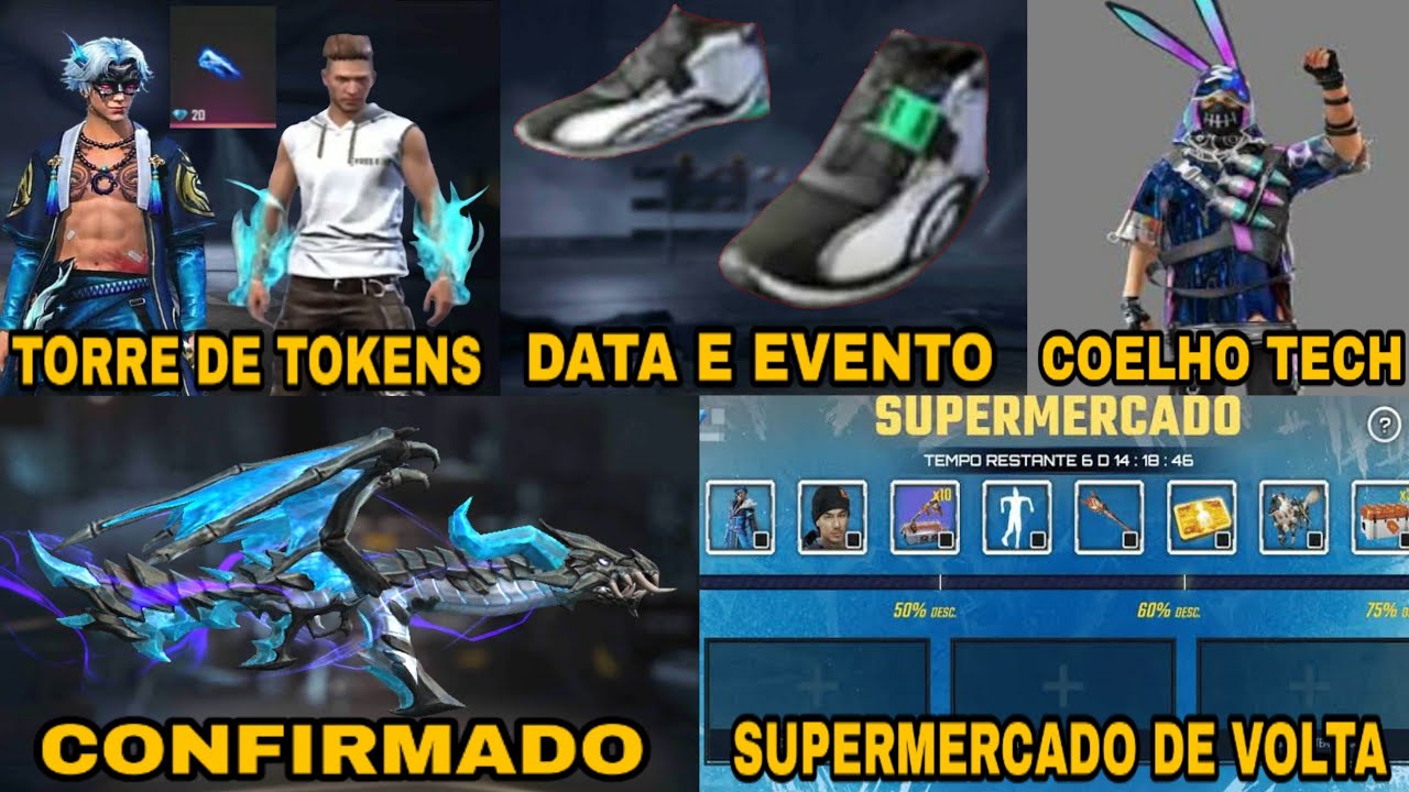 NOVIDADES FREE FIRE - TENIS ANGELICAL, AK 47 CHAMA DO DRAGÃO, COELHO ...