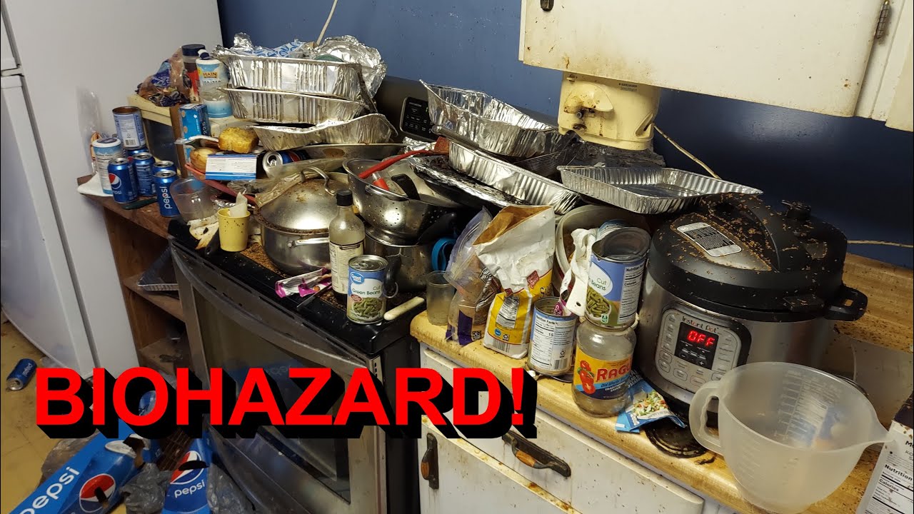 Cleaning a hoarder biohazard kitchen for FREE - YouTube