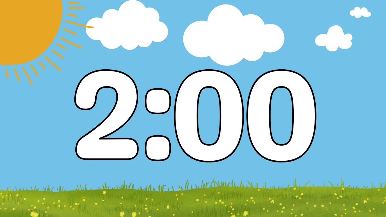 2 Minute Cute Calm Summer Classroom Timer (No Music, Happy Harp Alarm ...