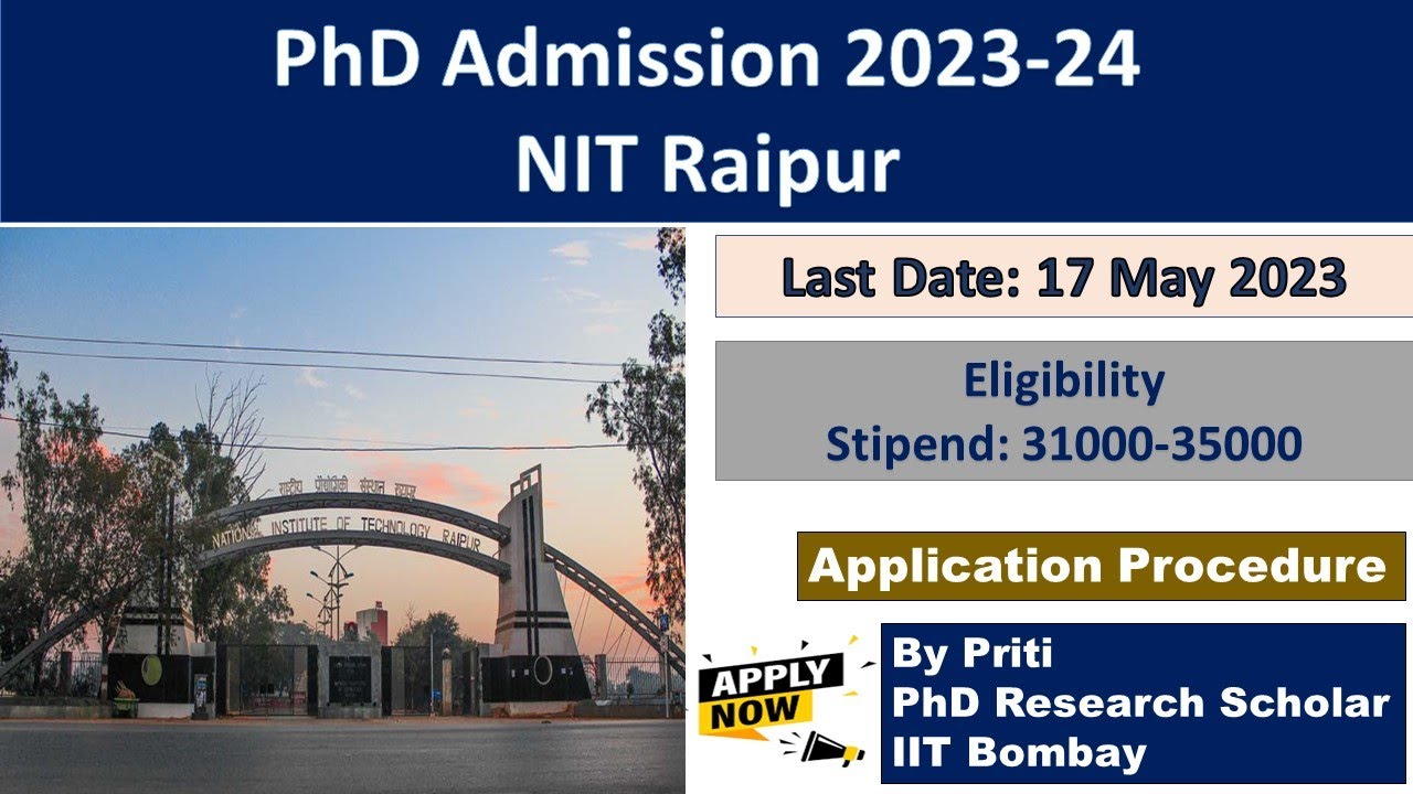 NIT Raipur Stepwise application form fillup PhD Admission 2023 | PhD ...