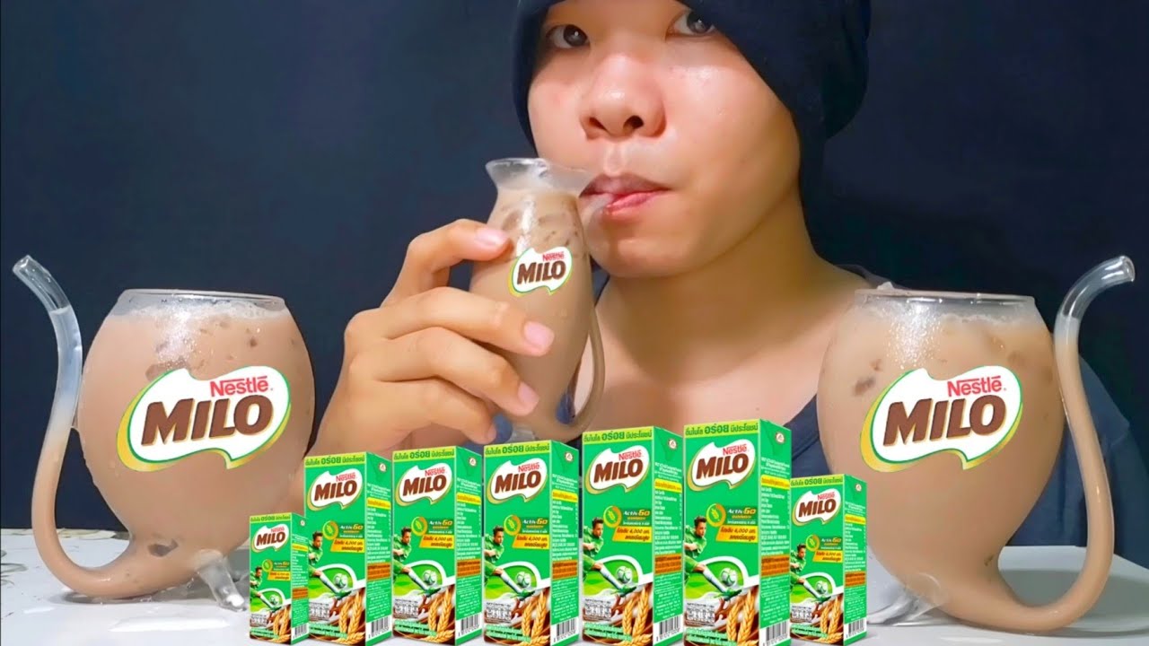 ASMR SOUNDS ♪︎ DRINK MILK (MILO) WITH ICE .NO TALKING - YouTube