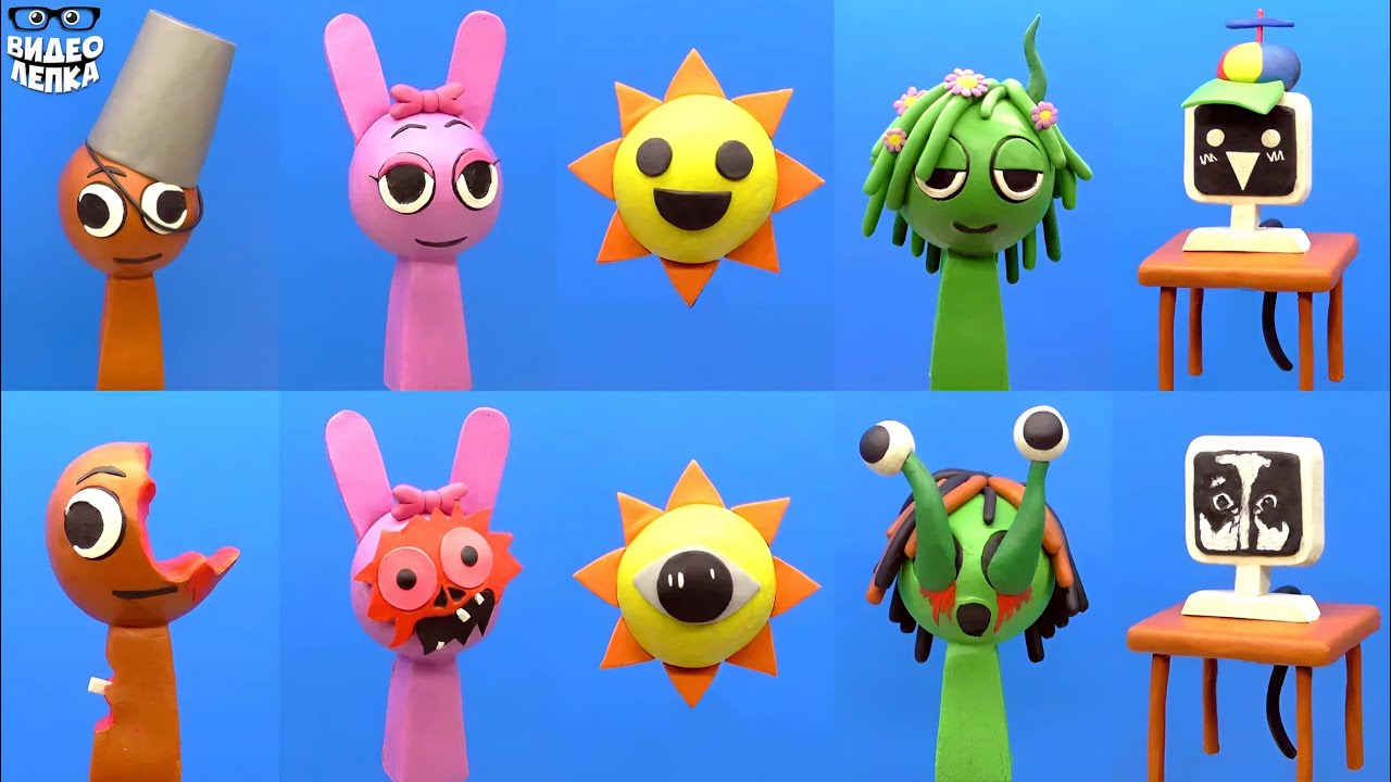 Лепим СПРУНКИ Incredibox Sprunki 🌞 Часть 2 Видео Лепка - YouTube