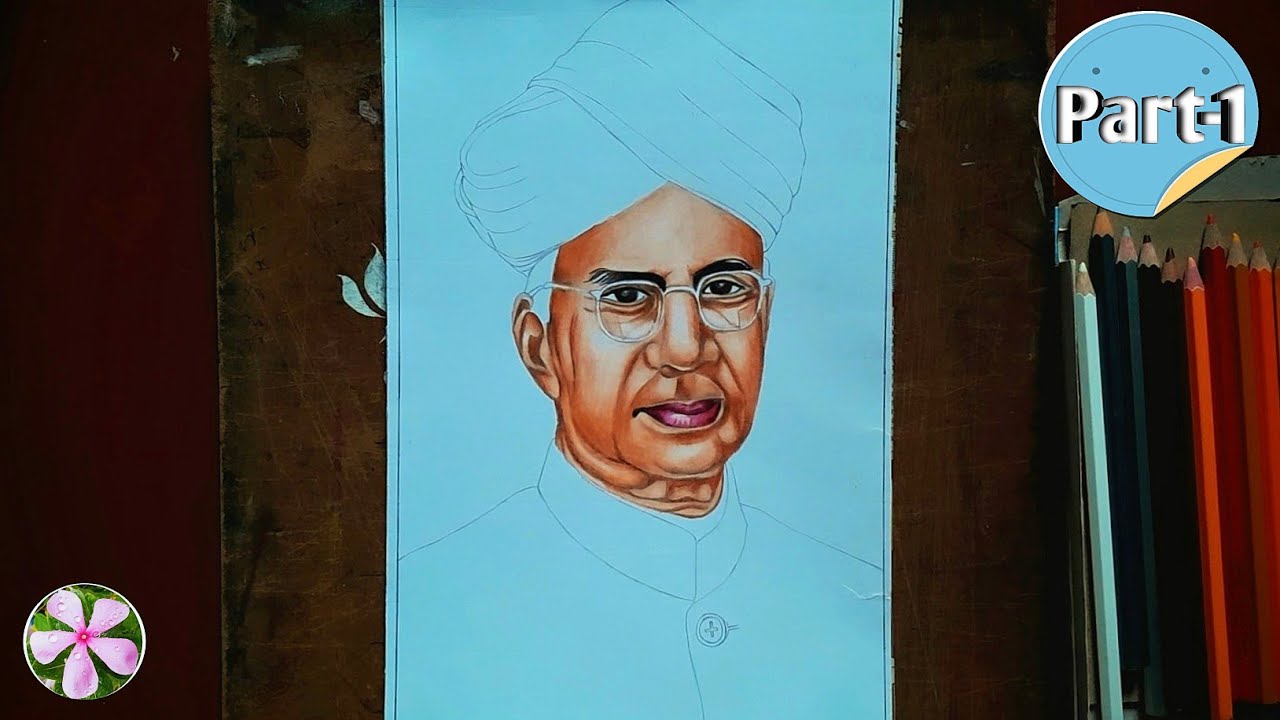 Portrait Drawing of Sir Sarvepalli Radhakrishnan with Colour Pencils ...