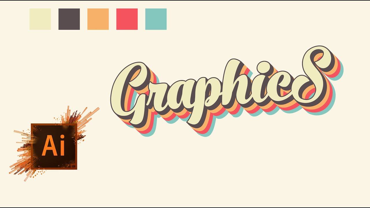 How To Retro Striped Text Effect Illustrator Tutorial ( HLG STUDIO ...