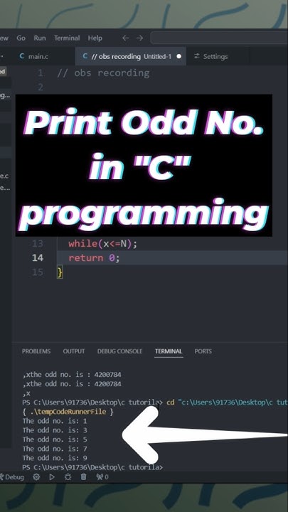 Print Odd No. in C Programming !!. #cprogramming #programming #printoddnumber #cprogrammingvideo ...