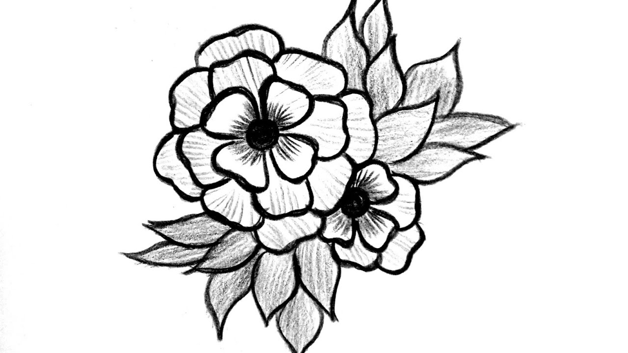 Most beautiful flowers drawing tectorial | beautiful flowers | A2 Art ...