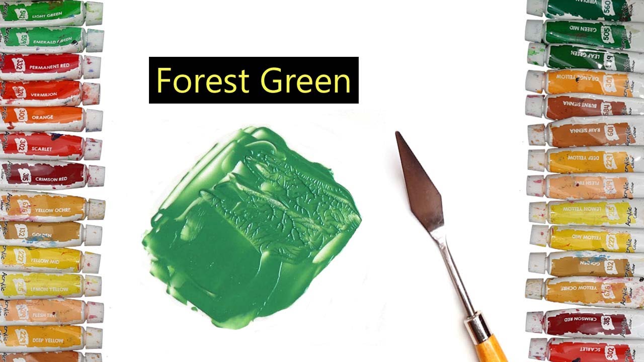 How To Make Forest Green Color - Mixing Acrylic Colors - YouTube