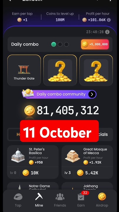 Zen coin daily combo 11 October | Zen coin today combo cards Airdrop #zencoin #combo #airdrops ...