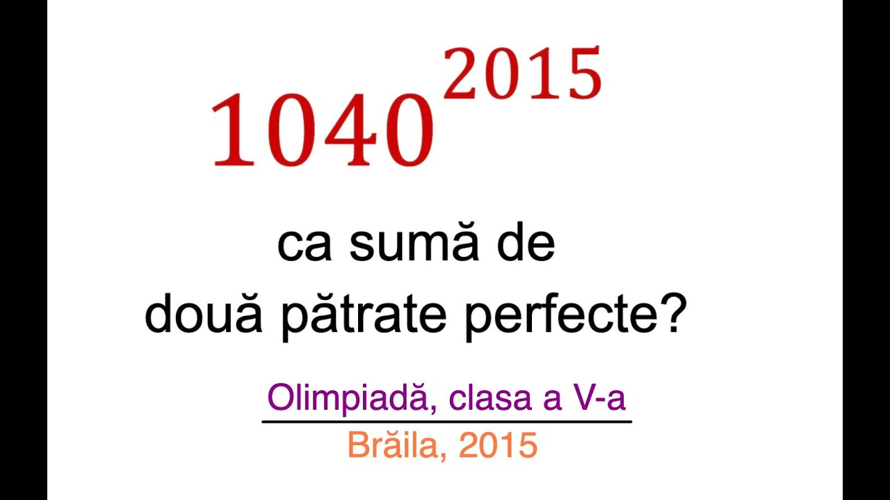 Probleme de olimpiada (clasele 5,6) - Patrate perfecte - YouTube