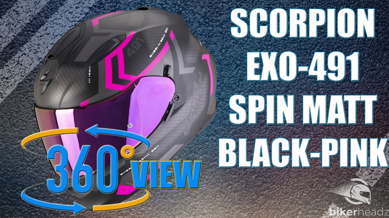 Scorpion EXO 491 Spin Matt Black-Pink ECE2206 motorcycle helmet ...