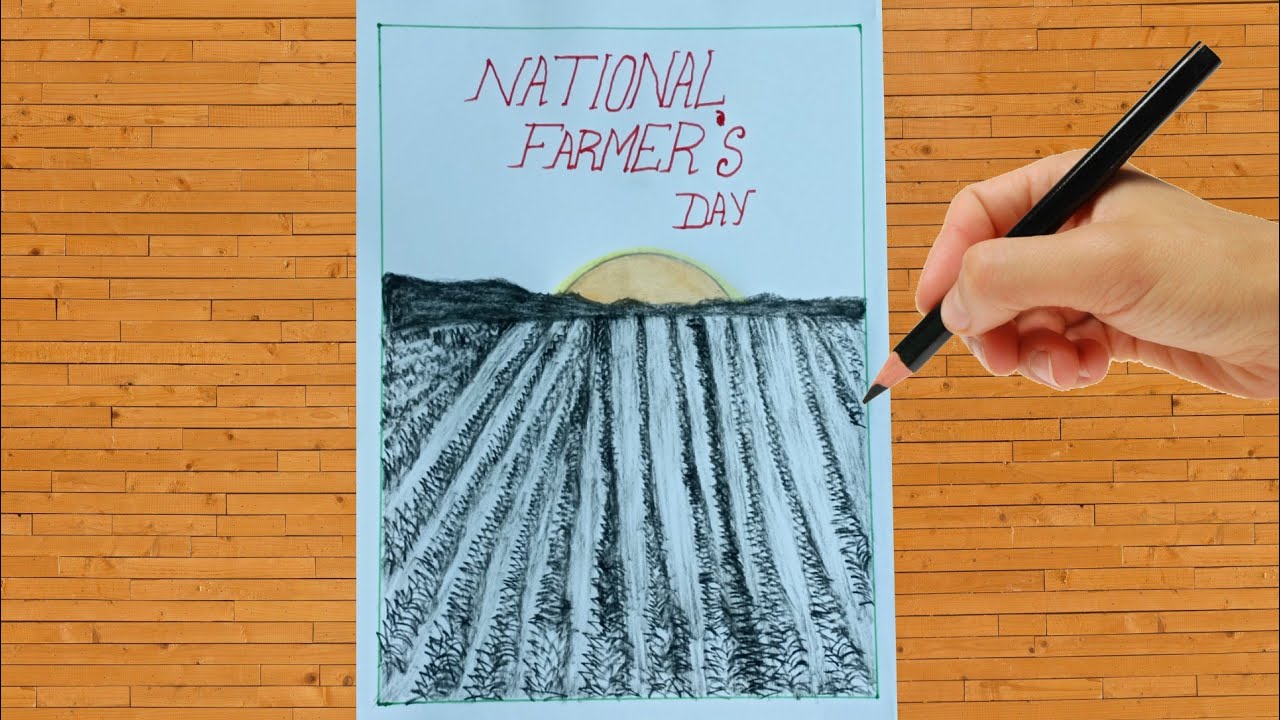 National Farmers Day Poster Drawing || Kisan Diwas Drawing || Farmer's ...
