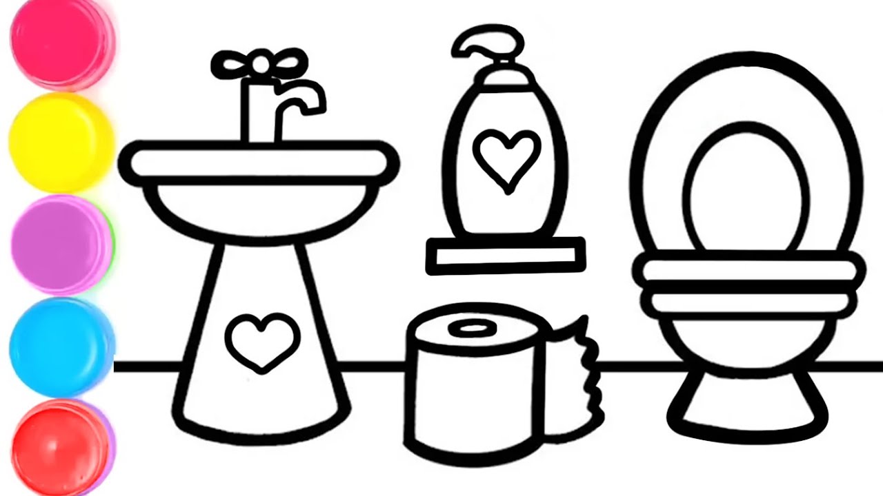 How To Draw Toilet, Coloring and Painting for Kids and Toddlers | Draw ...