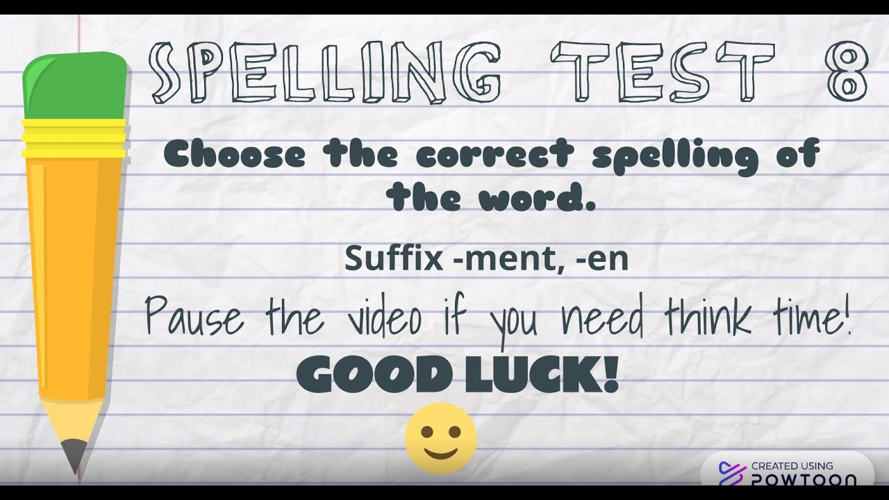 4th Grade Spelling Test #8 suffix -ment, -en - YouTube