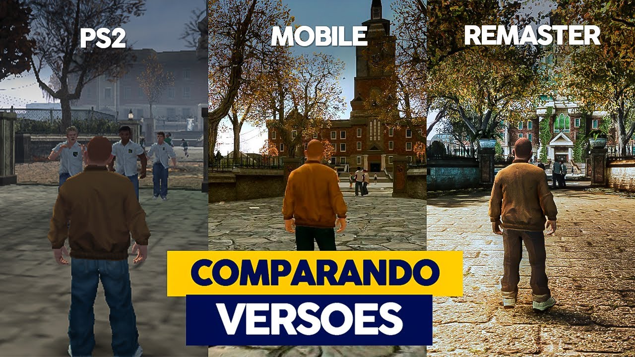 COMPARANDO O REMASTER 4K DO BULLY COM A VERSÃO MOBILE/PS2 | REMASTER EM ...