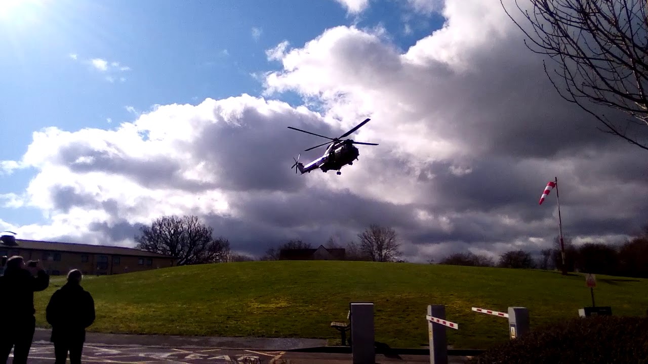 RAF puma landing at great western hospital - YouTube