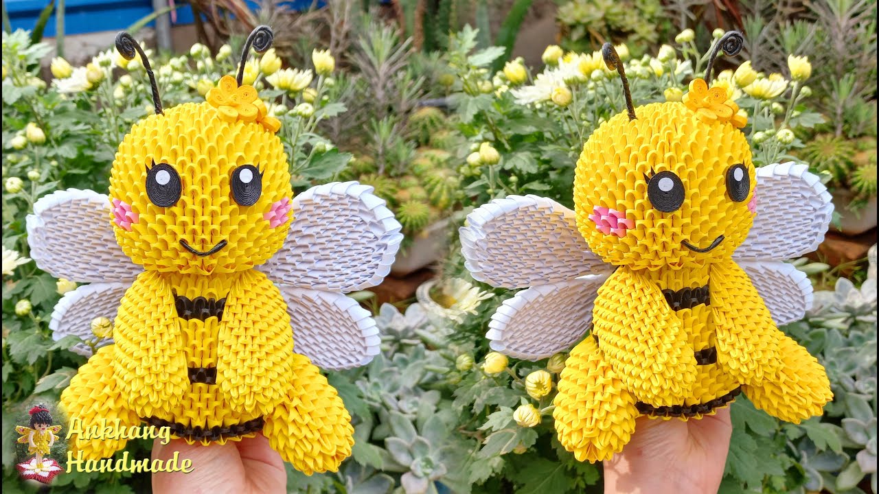 3d origami bee tutorial P1 | DIY cute bee home decoration , paper cute bee - YouTube