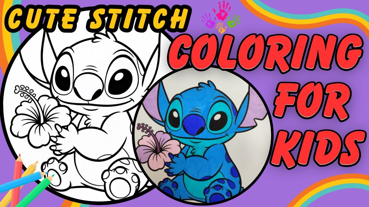 Coloring Cute Stitch 🐾 | Fun Kids Songs + Learn Colors - YouTube
