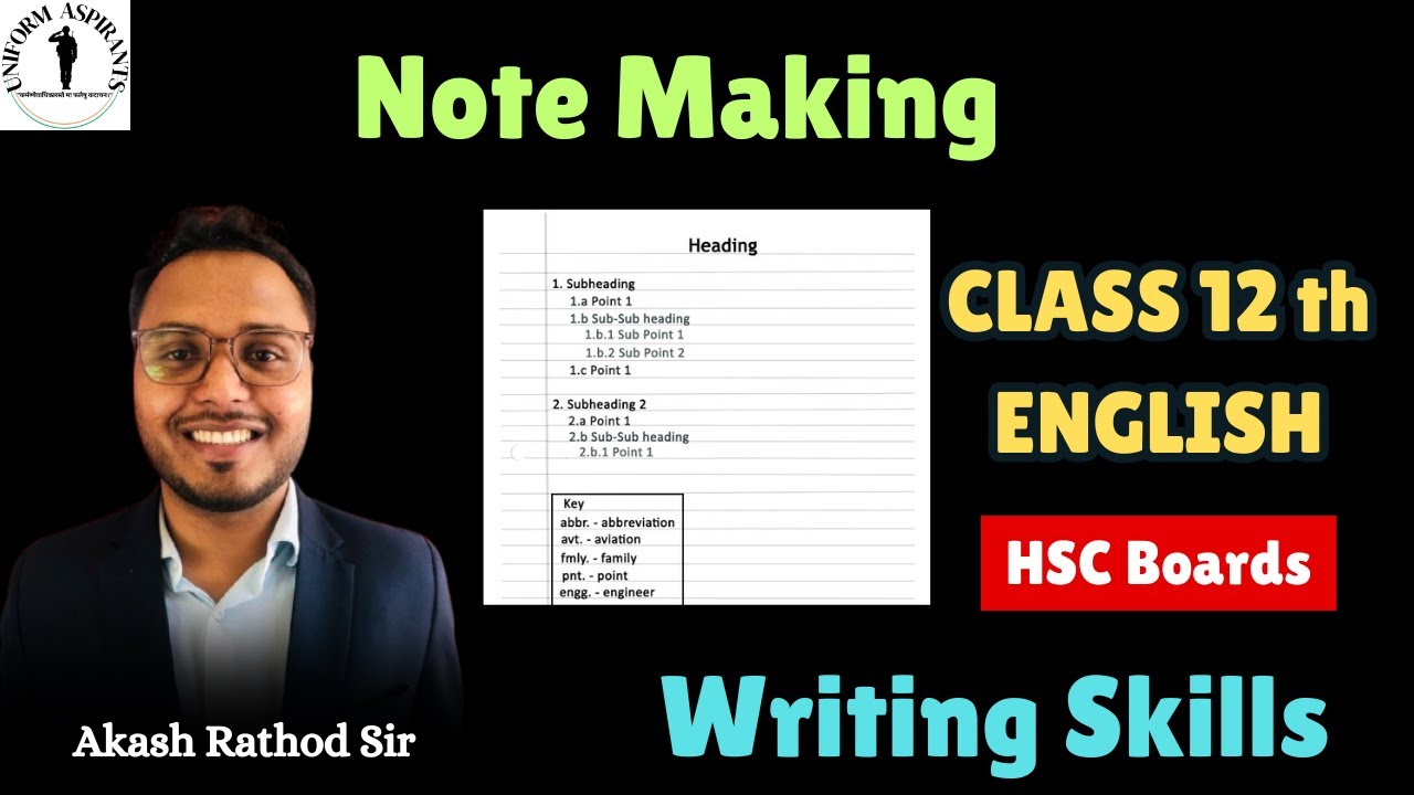 Note Making | HSC | 12th Board | English | Writing Skills | Uniform ...
