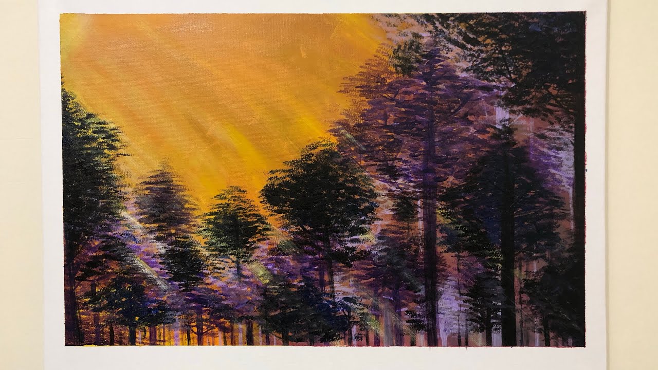 YELLOW OCHRE PURPLE FOREST | Acrylic Painting in Big Canvas ...
