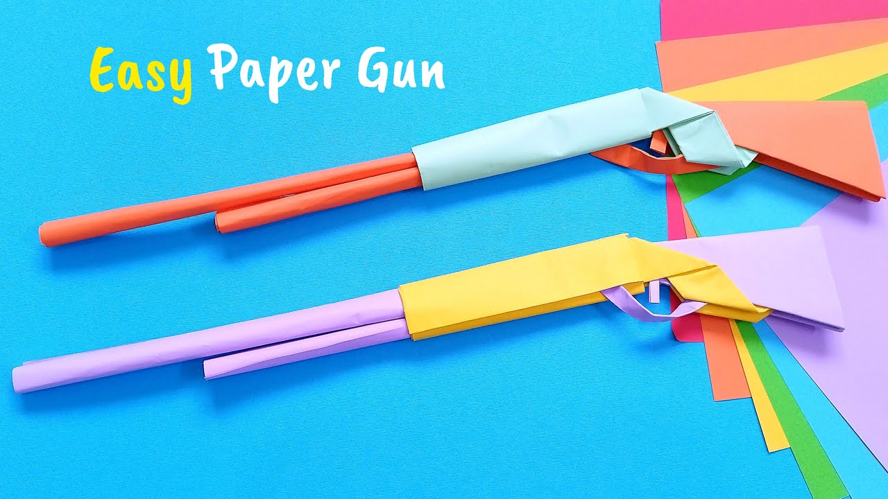 How to make Paper Gun - Origami Gun - Paper Double Barrel Shotgun ...
