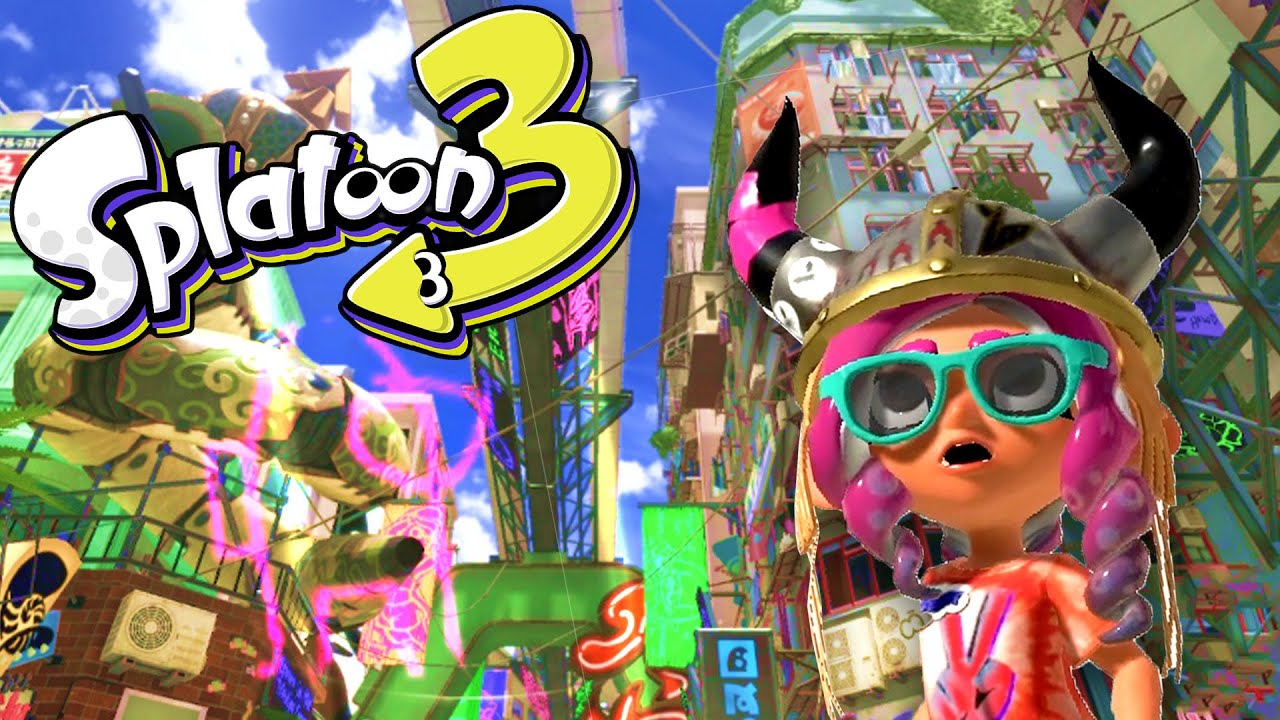 footage of walking around the new splatoon 3 square in the splatfest ...