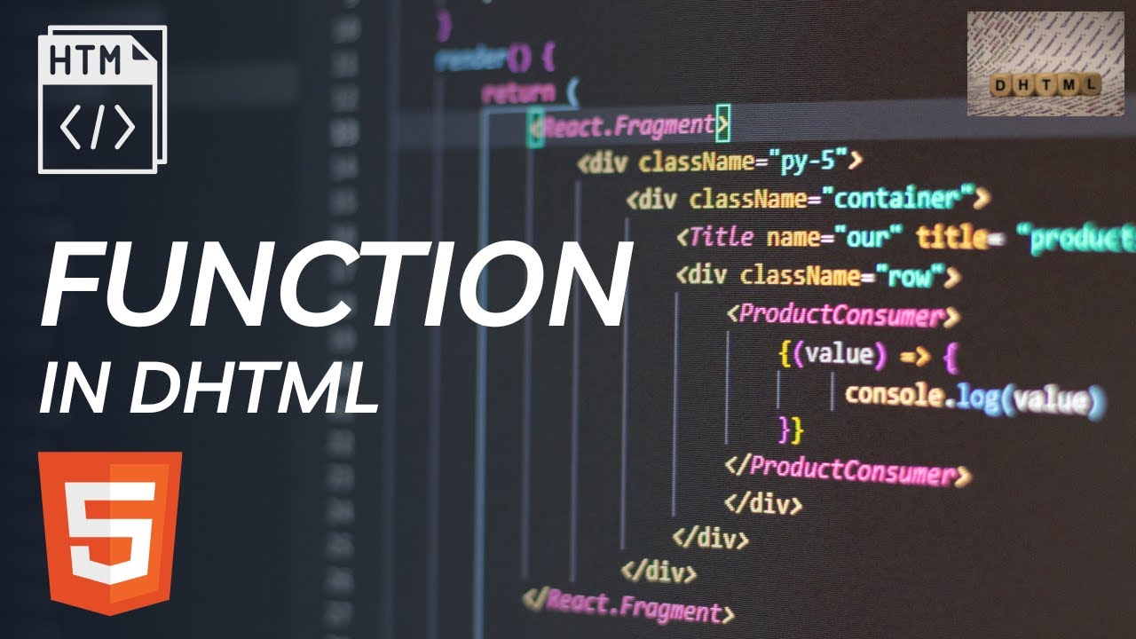 Function in DHTML | DHTML Complete Course. - YouTube