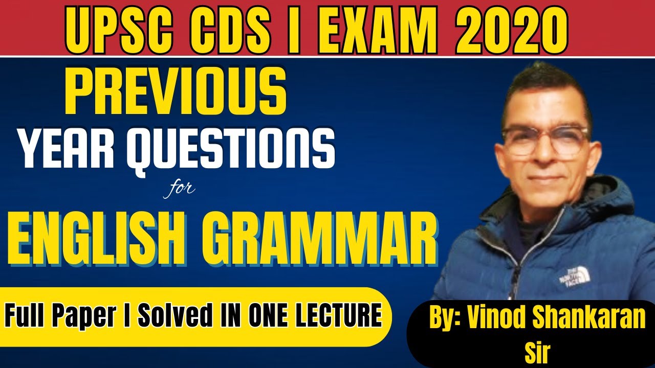 CDS I English Previous Year Paper 2020:|Complete PYQs|English Grammar ...