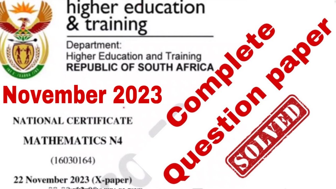 Complete Mathematics N4 2023 November previous question paper - YouTube