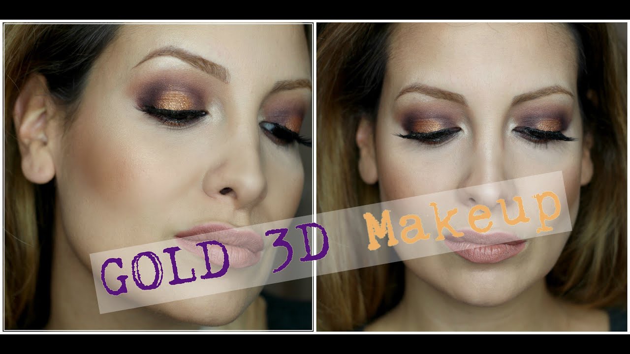 Gold 3D Makeup - YouTube