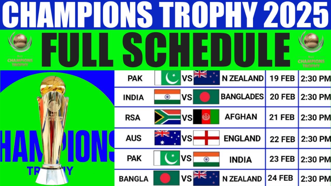 ICC Champions Trophy 2025 Schedule | Champions Trophy 2025 Schedule ...