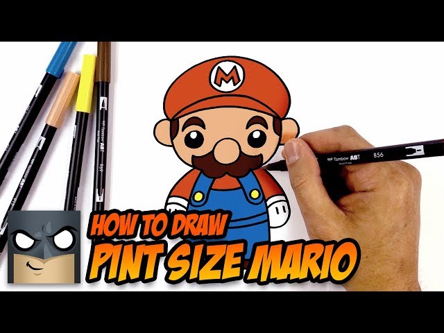 How to Draw Pint Size Super Mario | Step-by-Step Tutorial - Videos For Kids