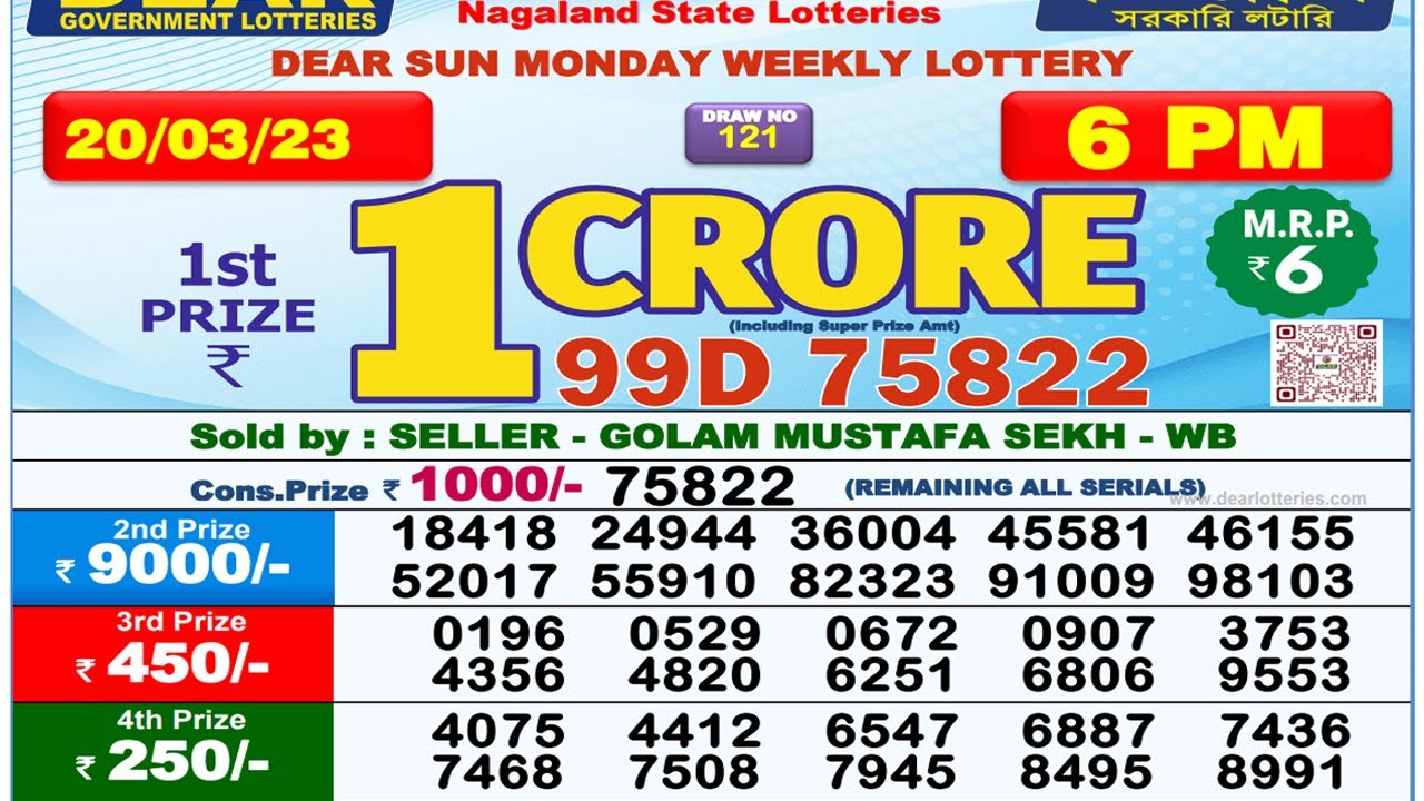 Dear Lottery Sambad 6pm today 20/03/23 Nagaland State Lottery Result # ...