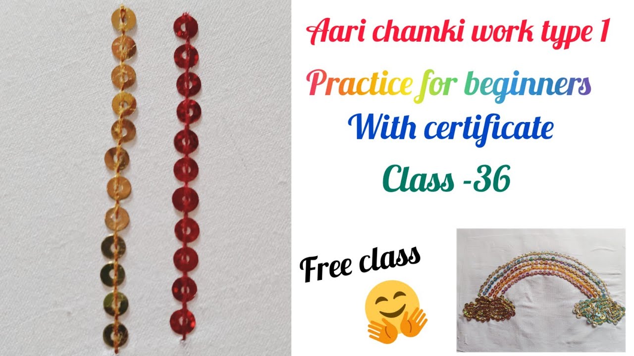 Aari chamki work type -1 free class -36 practice for beginners (ANSI ...