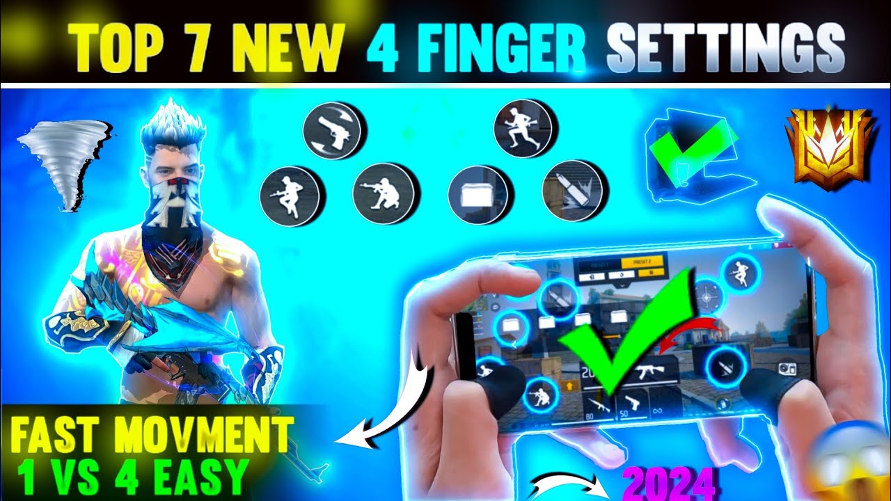 2024 New Top 7 Best 4 Finger Custom Hud Free Fire ⚡{MOVMENT+HEADSHOT}4 ...