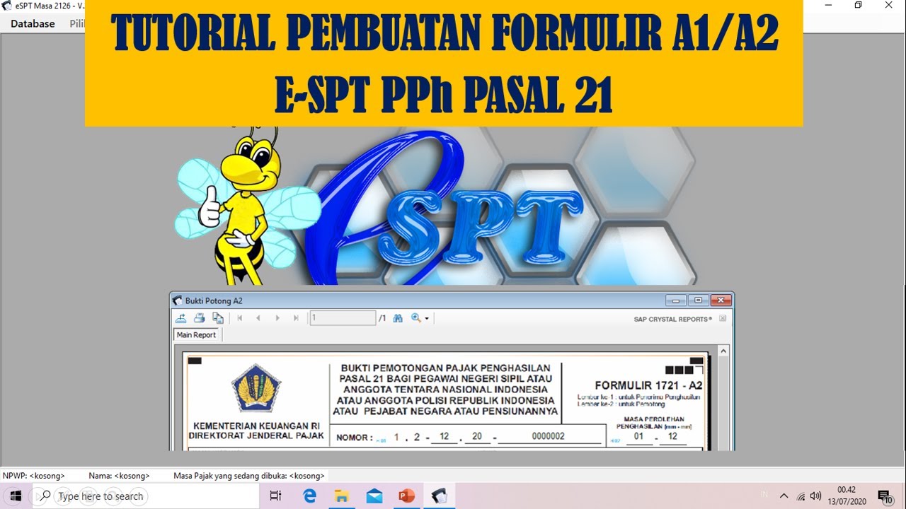 Tutorial Pembuatan Formulir A1 atau A2 E-SPT Tahun 2021 - YouTube
