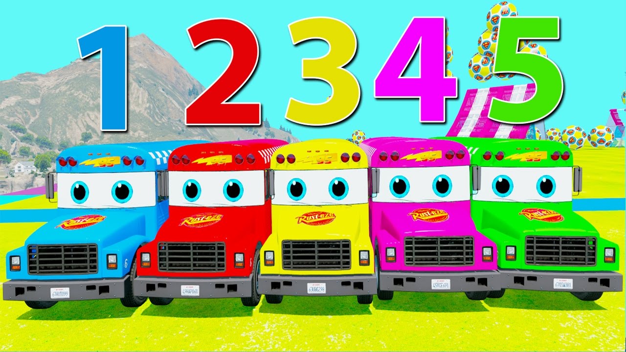 Learn Colors Funny Bus For Kids w Spiderman Cars Cartoon Learn Numbers ...