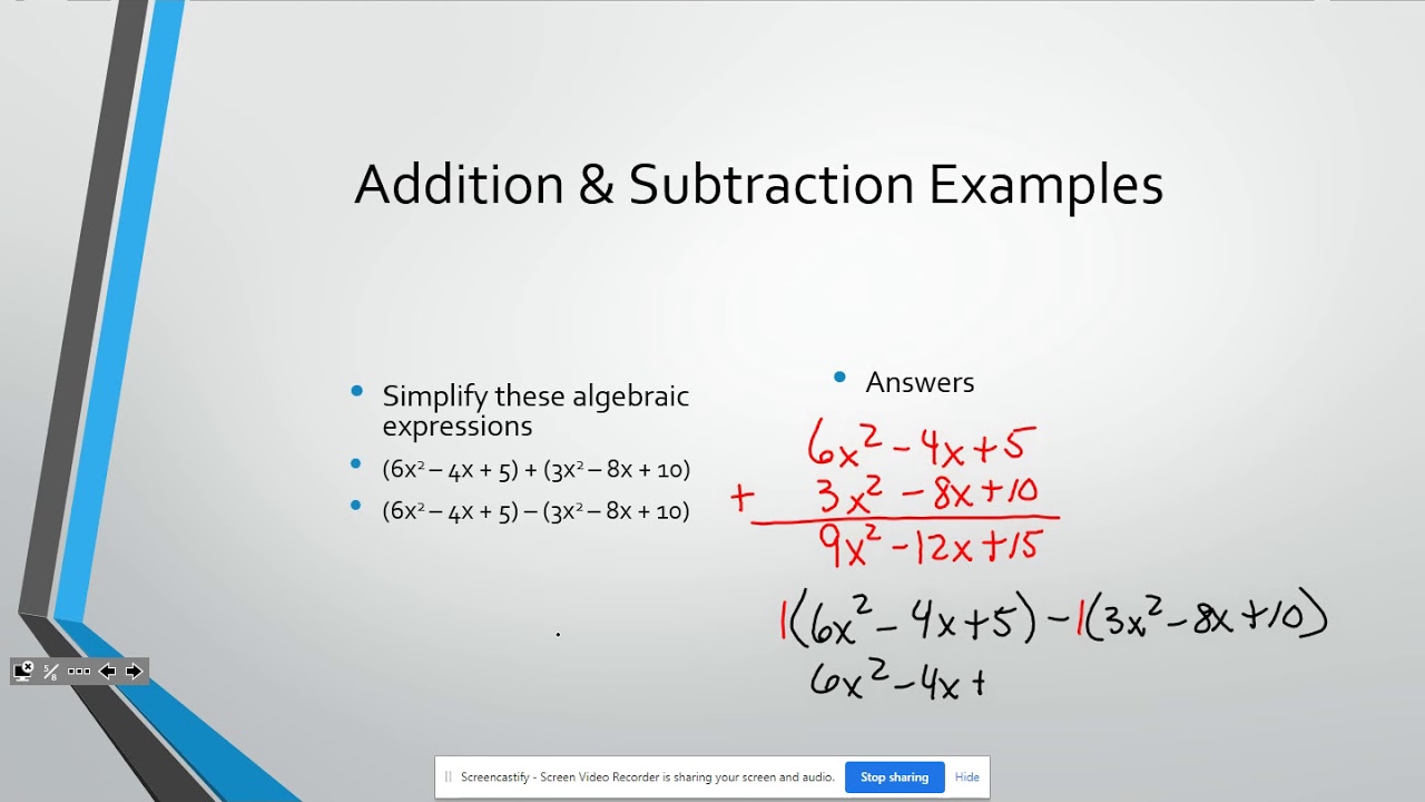 Lesson 8-1 - Operations with Algebraic Expressions - YouTube