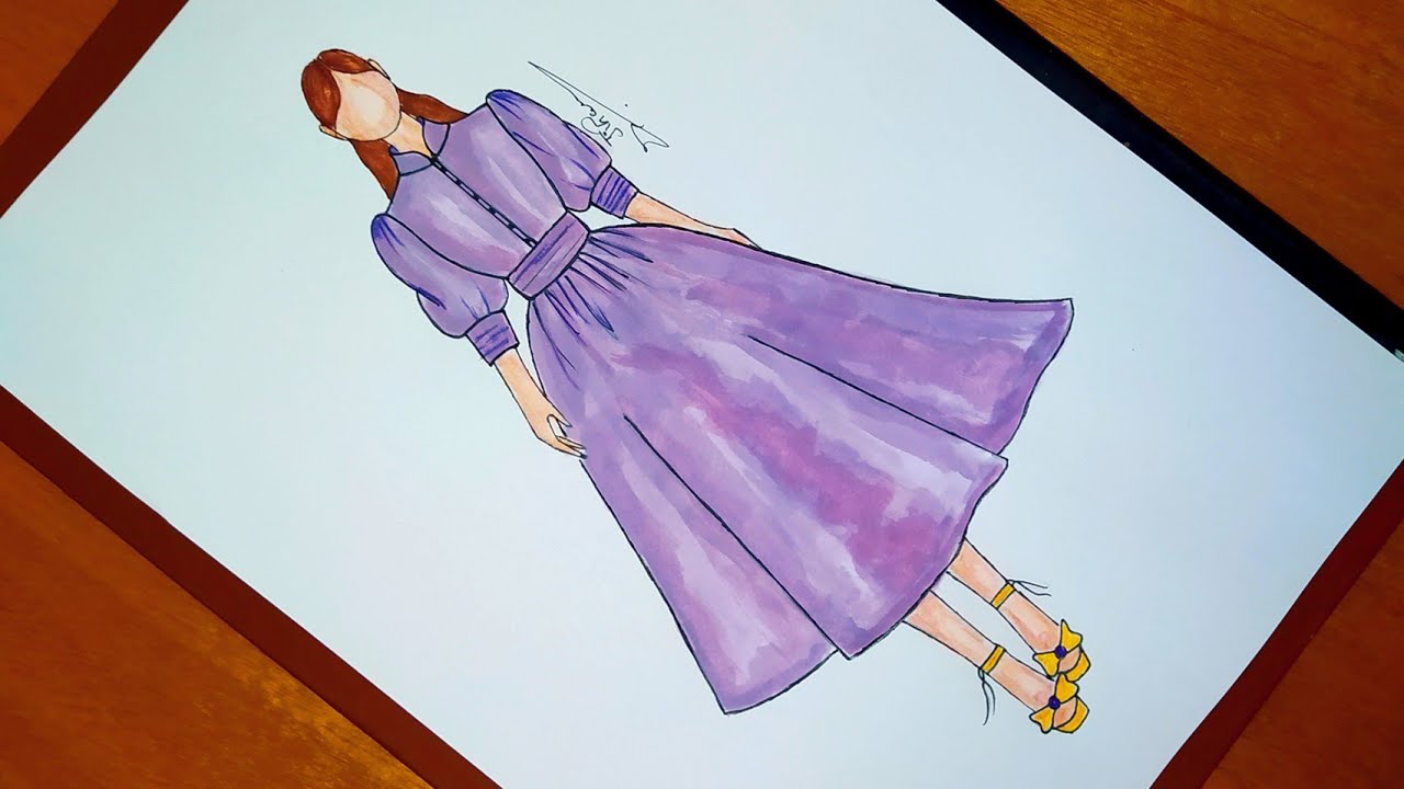 تعلم رسم فستان جميل وسهل جدا خطوة بخطوة Comment Dessiner Une Robe Youtube