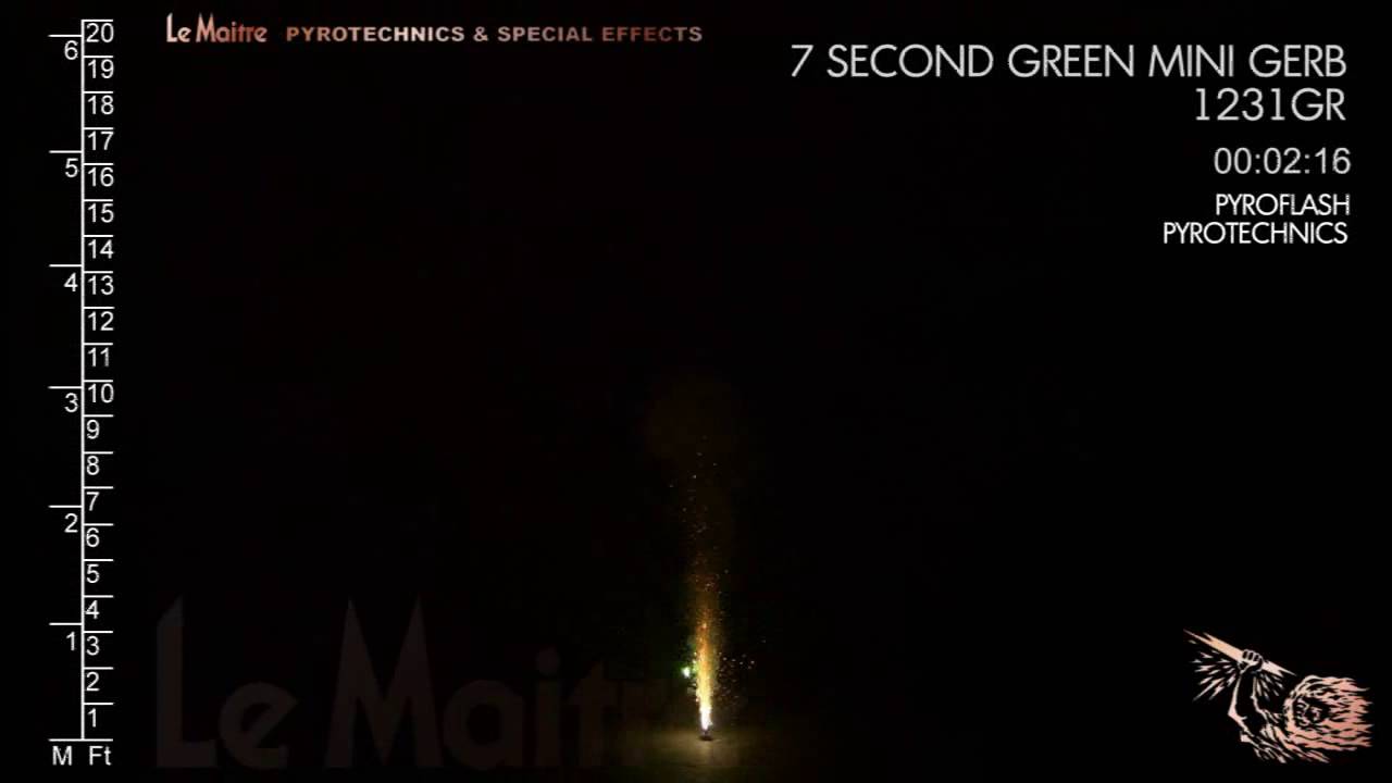 1231GR Pyroflash - Mini Gerb - 7 Second Green - YouTube