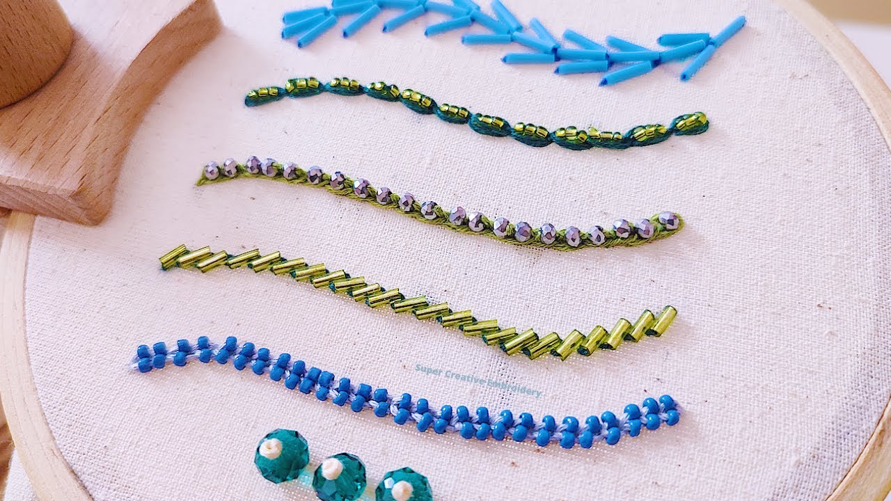 Embroidery for Beginners / 6 Basic Hand Embroidery Stitches with Beads ...